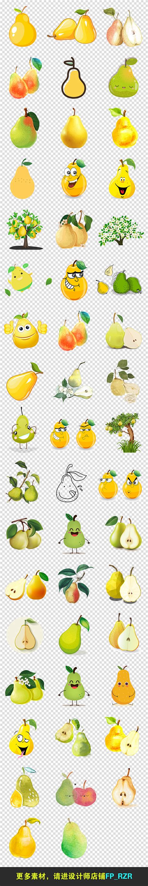 卡通手绘雪梨香梨鸭梨水果海报背景png免扣素材