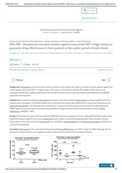 Pdf Meropenem Extended Infusion Against Nosocomial Mic 4 Mgl Strains