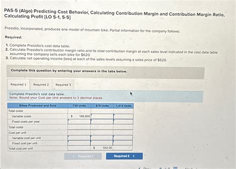 Solved Pa5 5 Algo ﻿predicting Cost Behavior Calculating