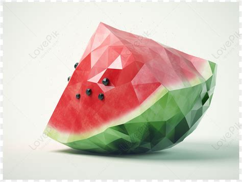 흰색 배경에 3d로 렌더링된 수박 조각