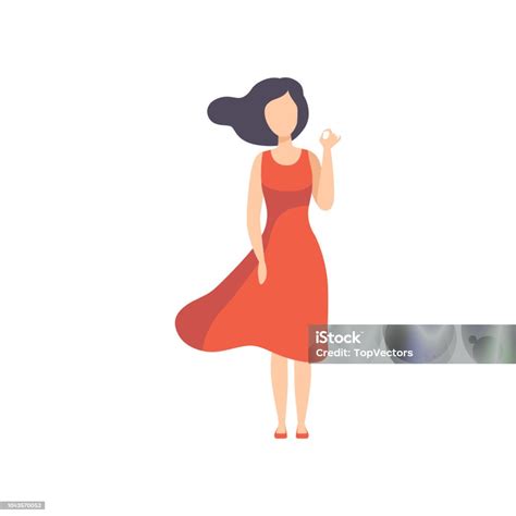 젊은 여성이 보여주는 확인 손 제스처 익명 여자 문자 몸짓 벡터 그림을 흰색 배경에 고립 갈색 머리에 대한 스톡 벡터 아트 및 기타 이미지 갈색 머리 감정 개념과