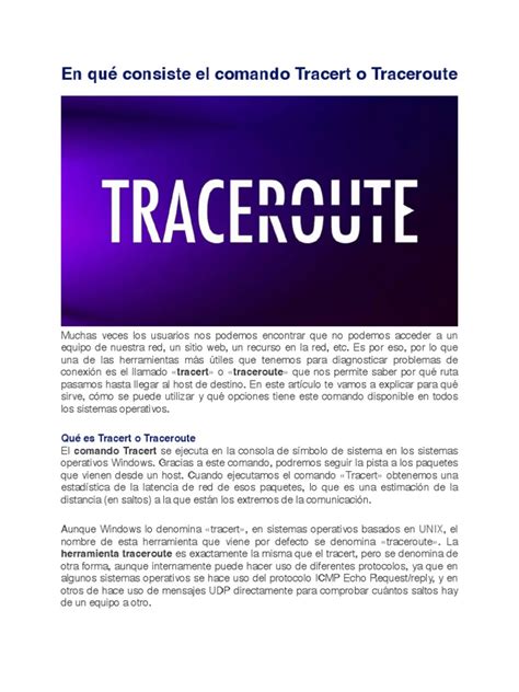 Tracert O Traceroute Pdf Informática Estándares De Red