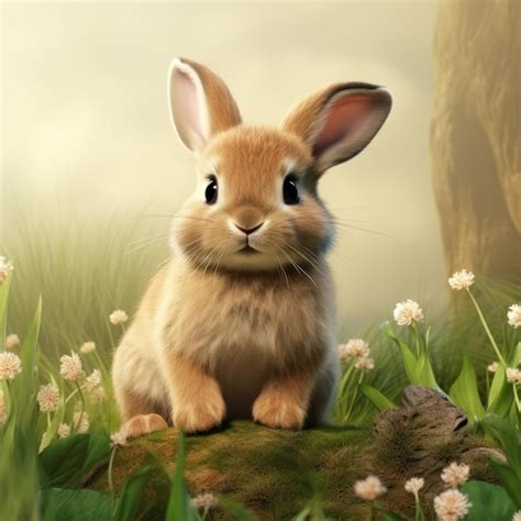Premium Photo Realistic 3d Rendering Of A Cute Bunny Clipart