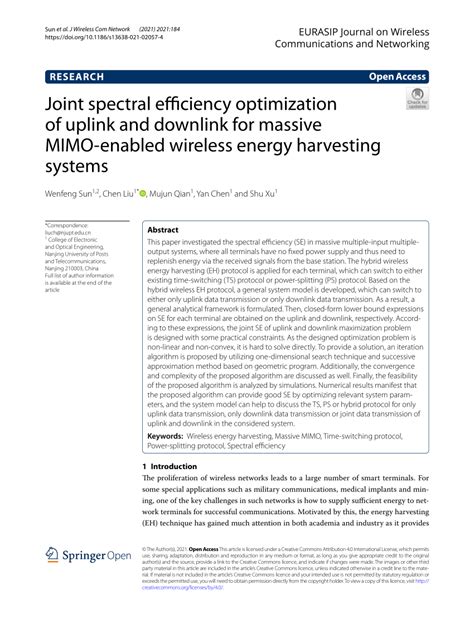 Pdf Joint Spectral Efficiency Optimization Of Uplink And Downlink For