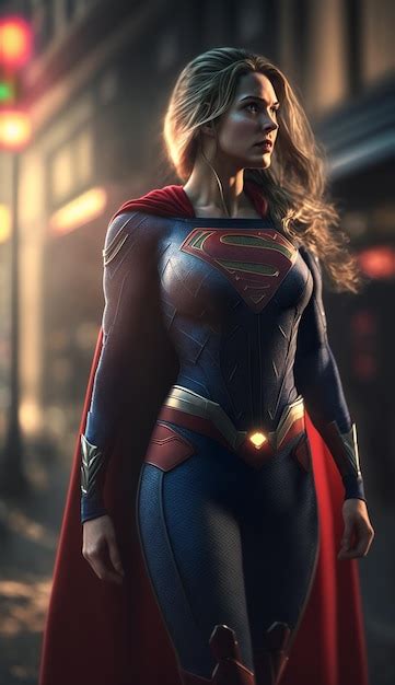 Premium Ai Image Supergirl Superhero Midjourney Ai 4k Cosplay Portrait Image High Quality
