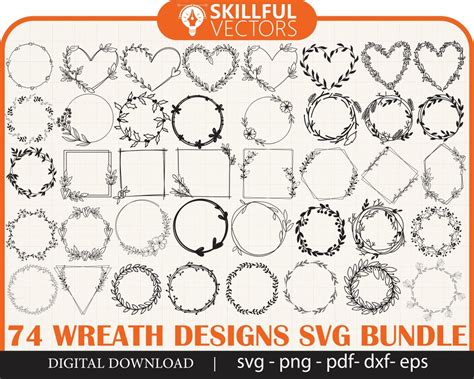 Wreath Svg Bundle Circle Svg Bundle Floral Wreath Svg Heart Laurel