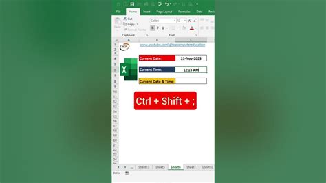 Date And Time Shortcut Keys In Excel Shorts Youtubeshorts Viral Youtube