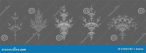 Set Of Vector Dendritic Self Contacting Design Plant Like L System Mathematical Model Stock