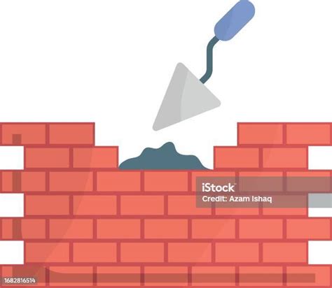 벽돌 벽 개념 풍화된 벽돌 벡터 컬러 아이콘 디자인 핸디맨 서비스 기호 주택 수리 표지판 토목 공학 및 건축 계약자 스톡 일러스트레이션을 들고 있는 모르타르 개발에 대한