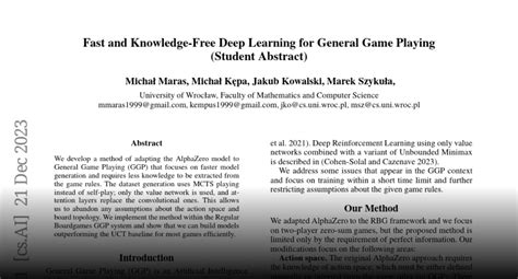 Paper Page Fast And Knowledge Free Deep Learning For General Game