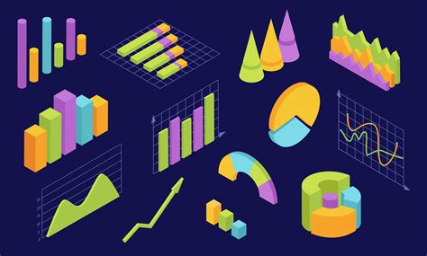 Isometric Graphs Statistic Charts For Business 3d Infographic Diagram