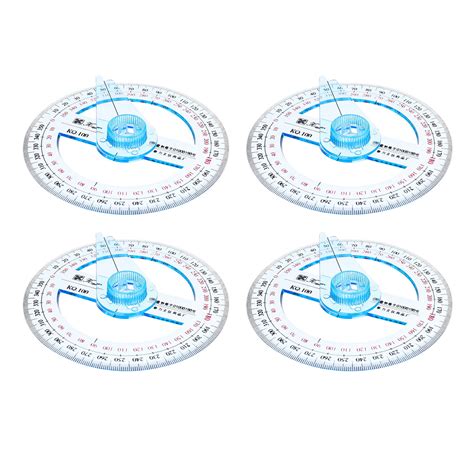 4pcs Circle Protractor Portable Measuring Ruler 360 Degree Protractor Drafting Tool