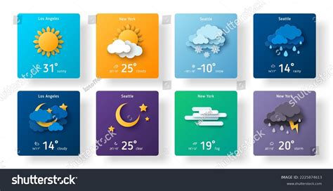 Weather Forecast Widget Icon Set Paper Stock Vector Royalty Free 2225874613 Shutterstock