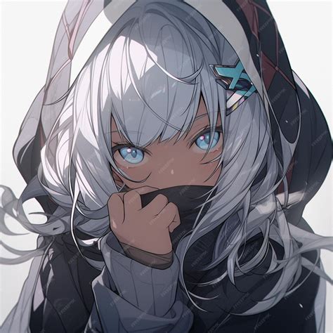 Premium Photo Anime Girl With White Hair And Blue Eyes Wearing A