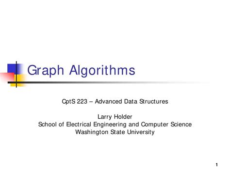Ppt Graph Algorithms Cpts 223 Advanced Data Structures Larry Holder Powerpoint Presentation
