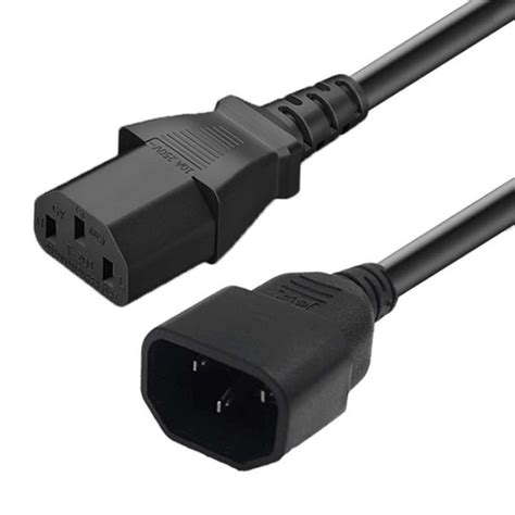 Black Iec320 C13 Female To C14 Male Ups Pdu Power Cord 0 75mmx2 Desktop Computer Extension Power
