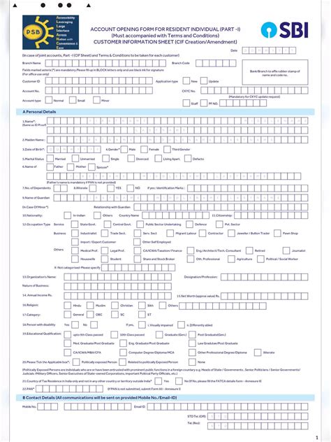 Sbi Account Opening Form 2025 1pdf