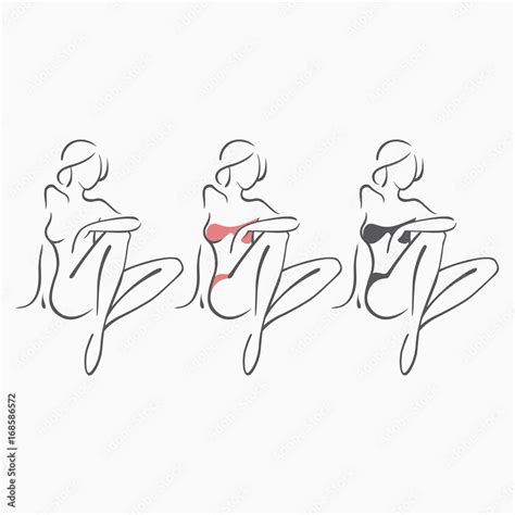 Vecteur Stock Collection Sexy Fitness Naked Girl With A Chic Figure
