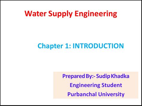 Water Supply Engineering Notes By Sudip Khadkapdf Chemistry Science