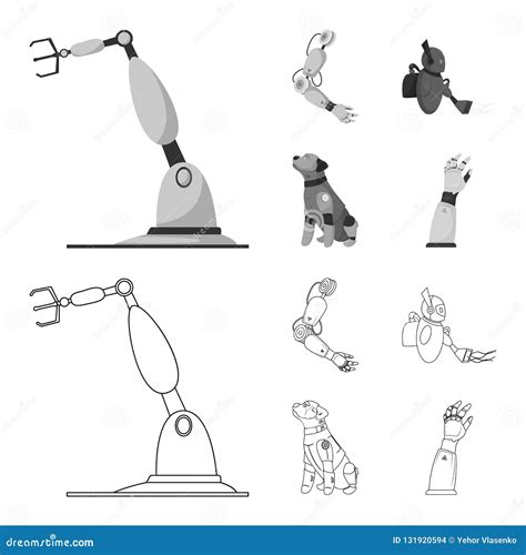 Vector Design Of Robot And Factory Sign Collection Of Robot And Space Stock Symbol For Web