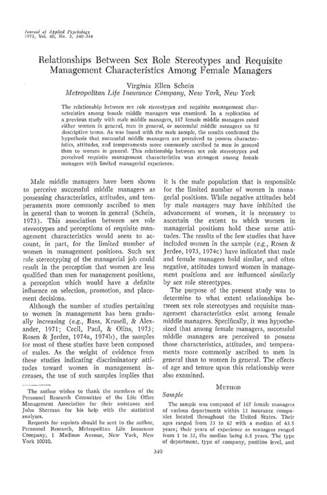 The Relationship Between Sex Role Stereotypes And Requisite Management