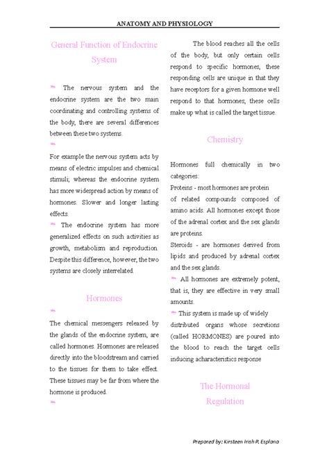 General Function Of Endocrine System General Function Of Endocrine System The Nervous System