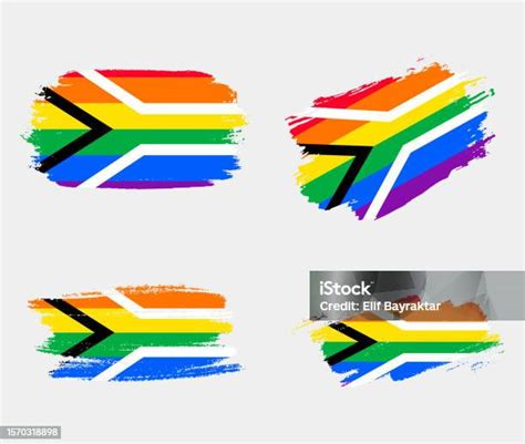 남아프리카 공화국의 프라이드 깃발은 흰색 바탕에 붓으로 그렸다 Lgbt 권리 개념입니다 현대 자부심 퍼레이드 포스터 벡터 그림