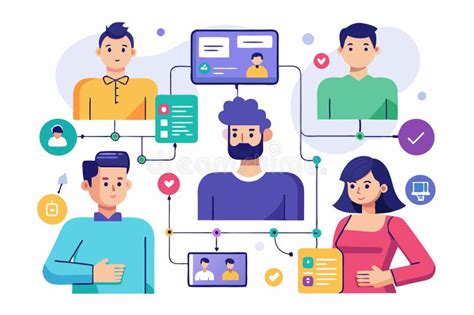 Illustrations Showcasing A User Flow With Customizable Elements For A Digital Interface Layout