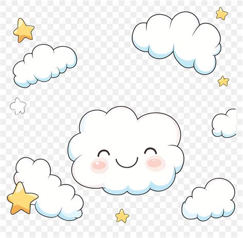 Cute Border Cute Cartoon Clouds With Stars Png 4312x4216px Cute