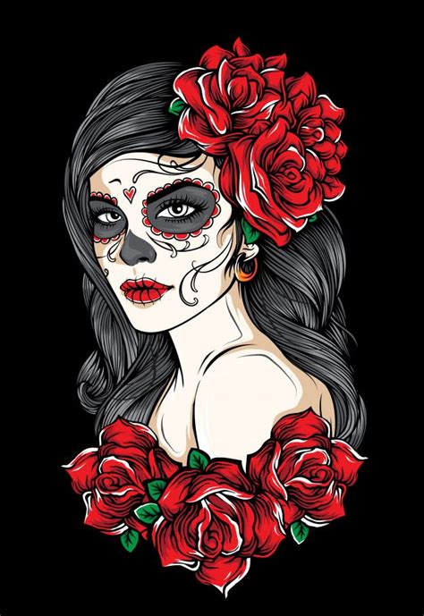 Premium Vector Sugarskull Girl Sugar Skull Girl Sugar Skull Tattoos Sugar Skull Artwork