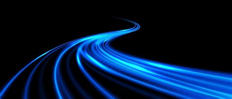 Abstract Blue Fast Speed Light Effect Movement On Black Background