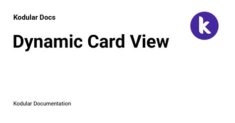 Dynamic Card View Kodular Docs