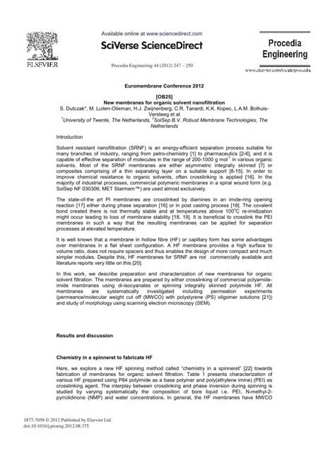 PDF New Membranes For Organic Solvent Nanofiltration DOKUMEN TIPS