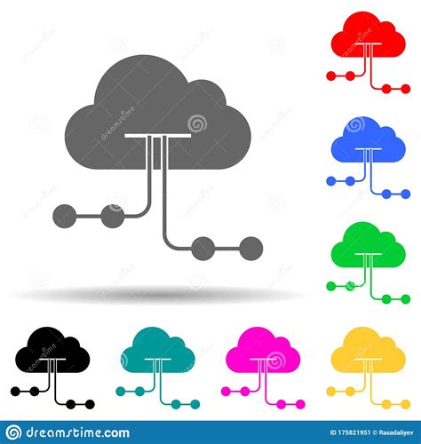Cloud Hosting Multi Color Style Icon Simple Glyph Flat Vector Of Web