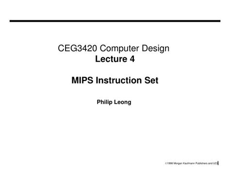 Ppt Ceg3420 Computer Design Lecture 4 Mips Instruction Set Powerpoint
