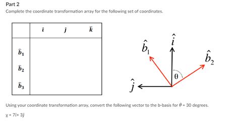 Part 2 Complete The Coordinate Transformation Array For The Following Se