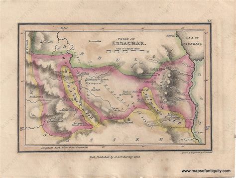 1823 Antique Map Tribe Of Issachar Maps Of Antiquity