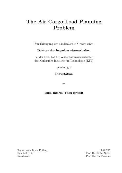 Pdf The Air Cargo Load Planning Problem