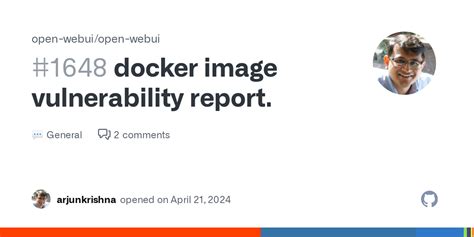 Docker Image Vulnerability Report · Open Webui Open Webui · Discussion 1648 · Github
