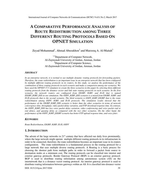A Comparative Performance Analysis Of Route Redistribution Among Three Different Routing