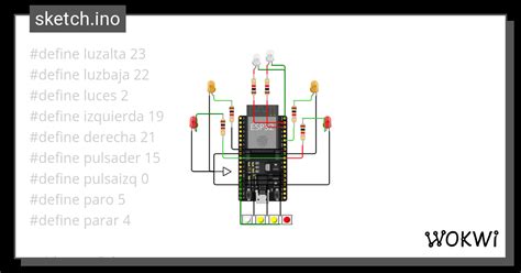 Luces Carro Completo Wokwi Esp32 Stm32 Arduino Simulator