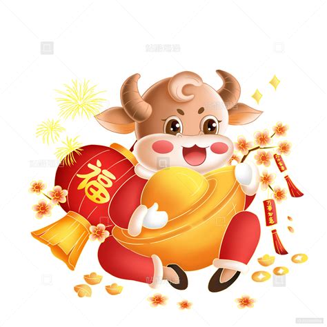 新年快乐牛年喜庆卡通形象插画 站酷海洛 正版图片 视频 字体 音乐素材交易平台 站酷旗下品牌