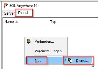 Create An SQL Anywhere Database Service
