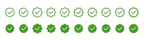 Checkmark Icon Button Set Check Box Mark Approved Symbol Green Checkbox Editable Stroke