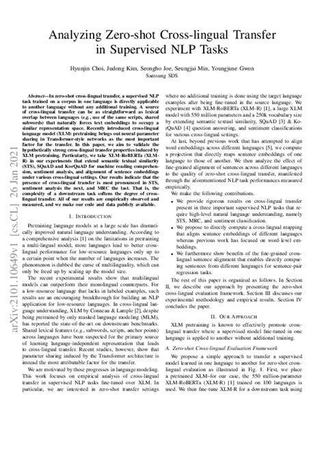 Pdf Analyzing Zero Shot Cross Lingual Transfer In Supervised Nlp Tasks