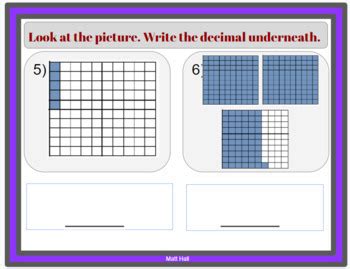 Google Slides Read And Writing Decimals Using Hundredths Blocks