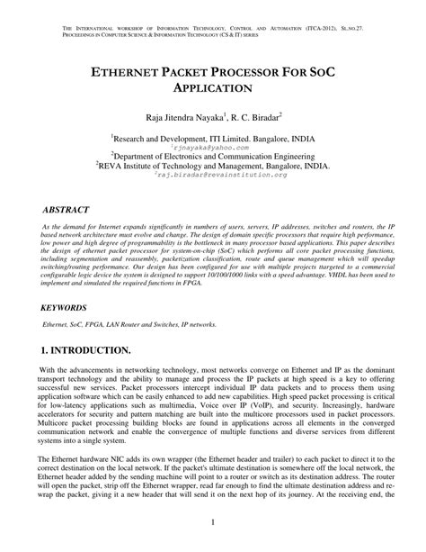 Pdf Ethernet Packet Processor For Soc Application