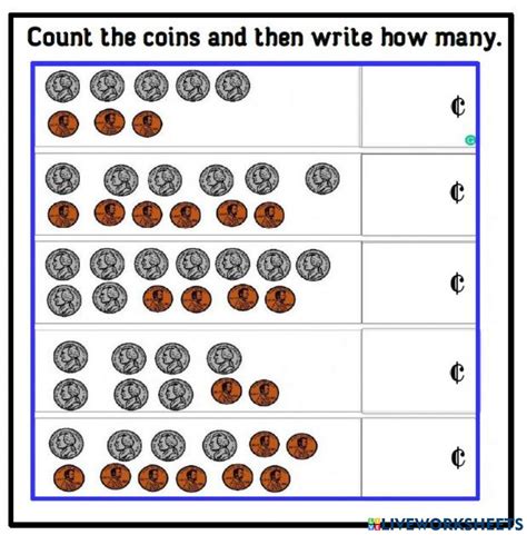 Counting Pennies Nickels And Dimes Up To 1 Worksheets Worksheets