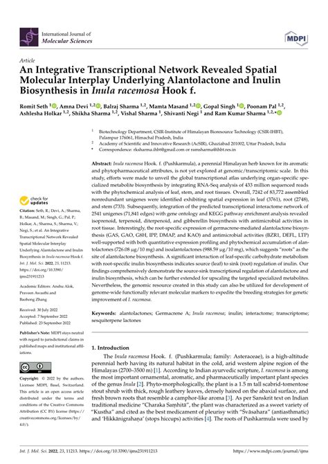 Pdf An Integrative Transcriptional Network Revealed Spatial Molecular