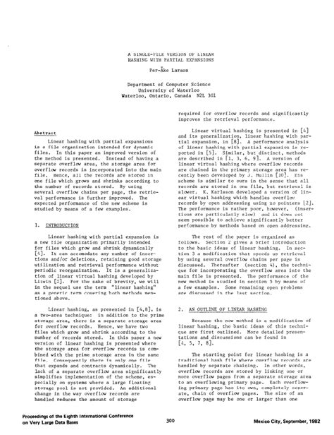 Pdf A Single File Version Of Linear Hashing With Partial Expansions
